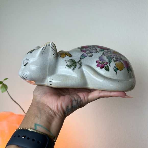 Art | Ornate Hand Painted Sleeping Kitty Vintage Pottery | Poshmark